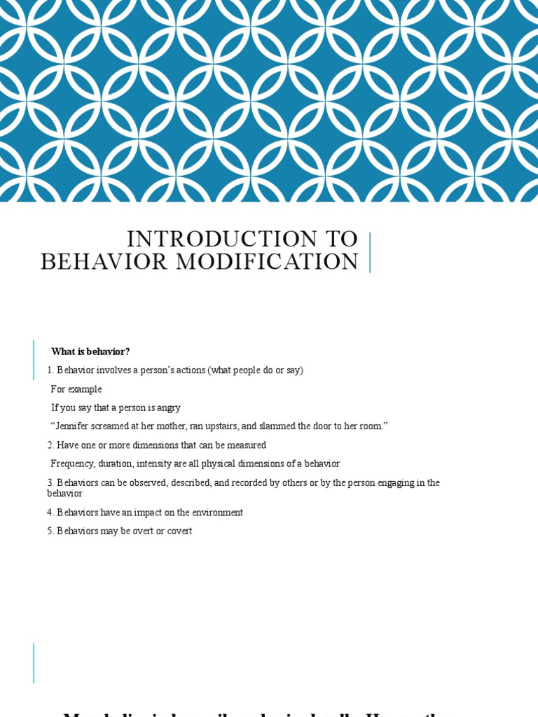 2 Introduction To Behavior Modification | PDF | Behavior | Psychology