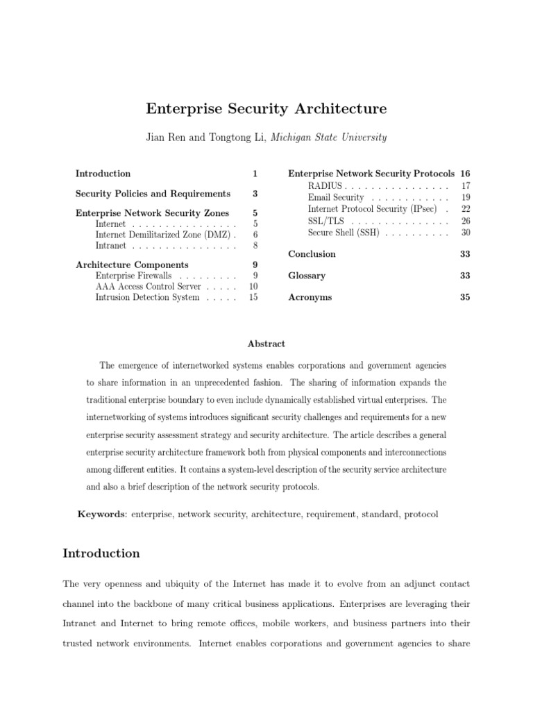 Enterprise Security Architecture Overview | PDF | Business