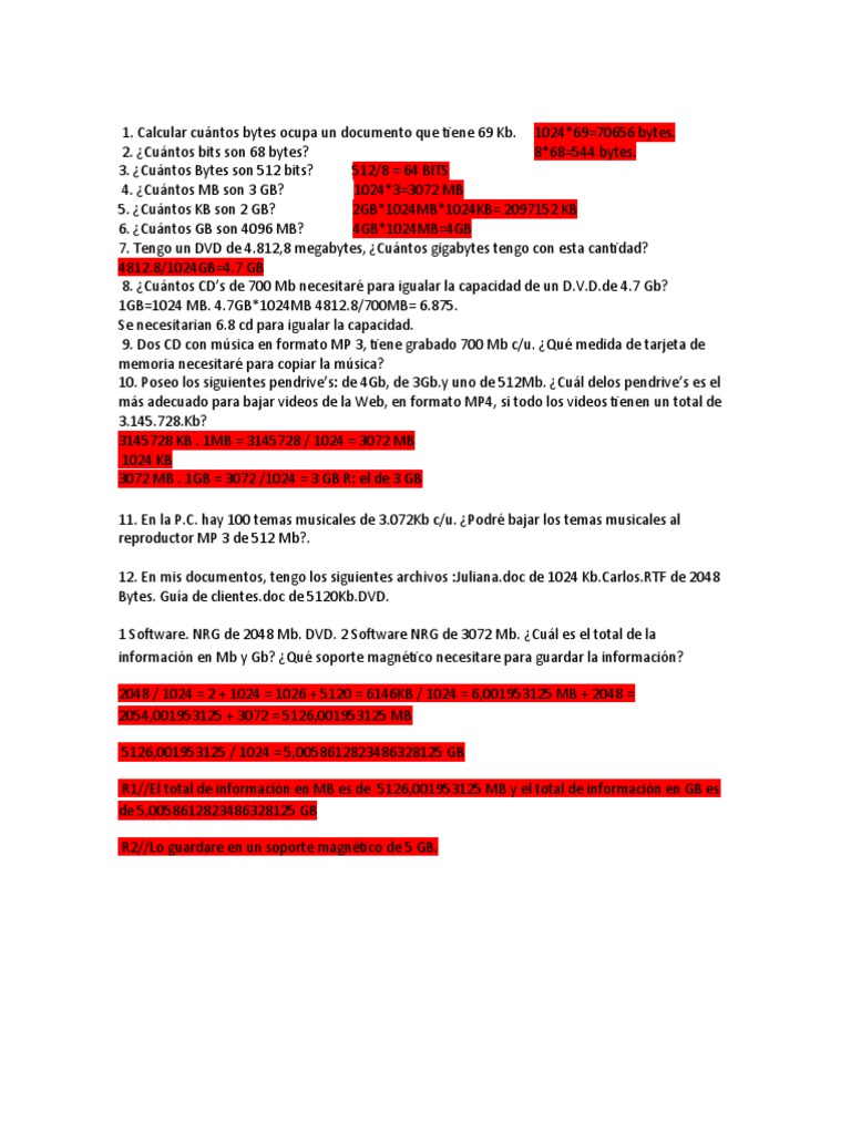 Word Ejercicios | PDF | Byte | Disco compacto