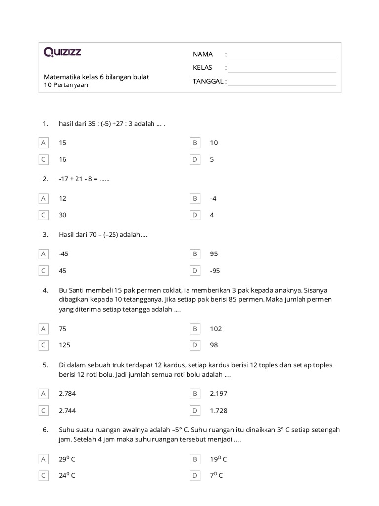 Matematika Kls 6 | PDF