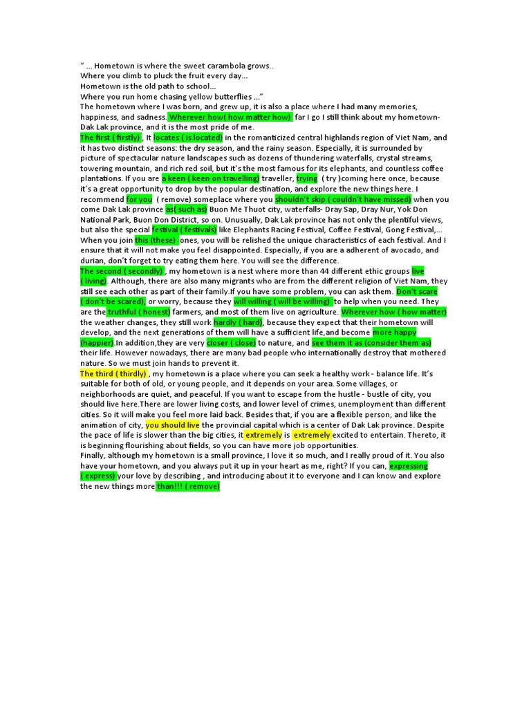Describing My Hometown | PDF