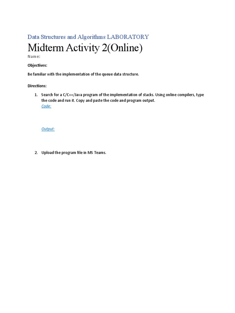 DSA LAB Midterm Activity02 | PDF