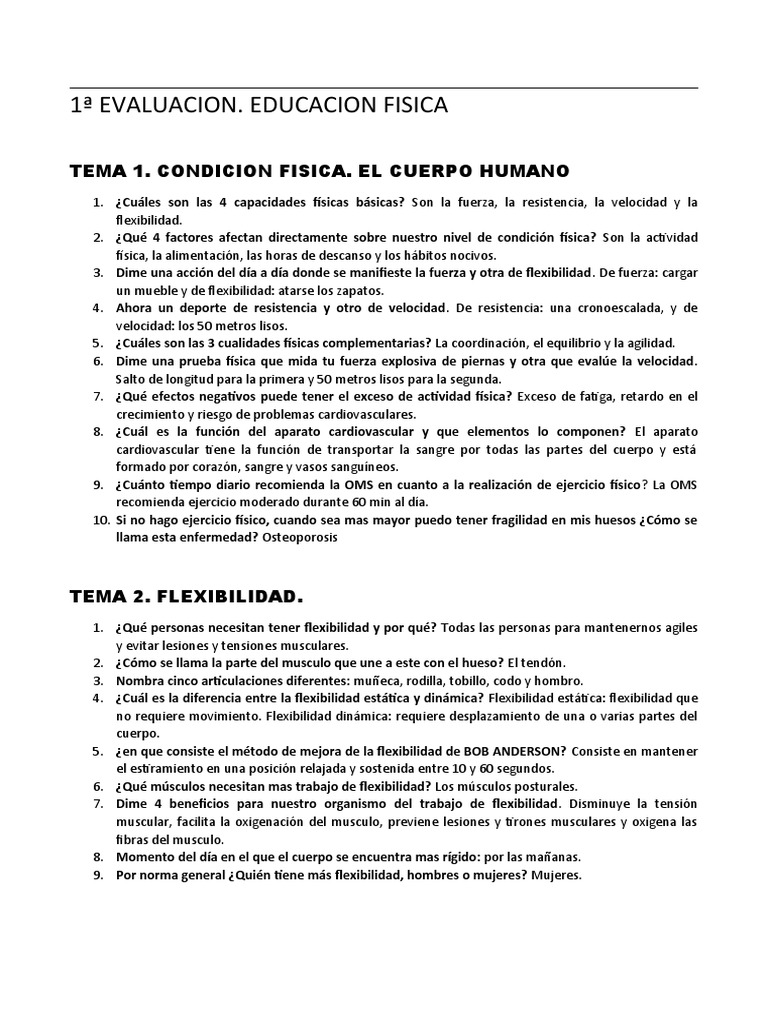 Ef 2º Eso 1 Eva | PDF | Flexibilidad (anatomía) | Músculo esquelético