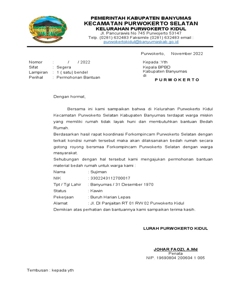 Surat Kelurahan | PDF