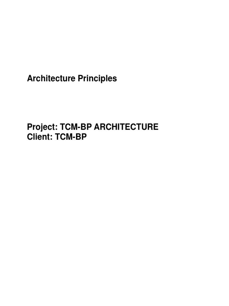 TCM-BP Architecture Principles | PDF | Application Software | Employment