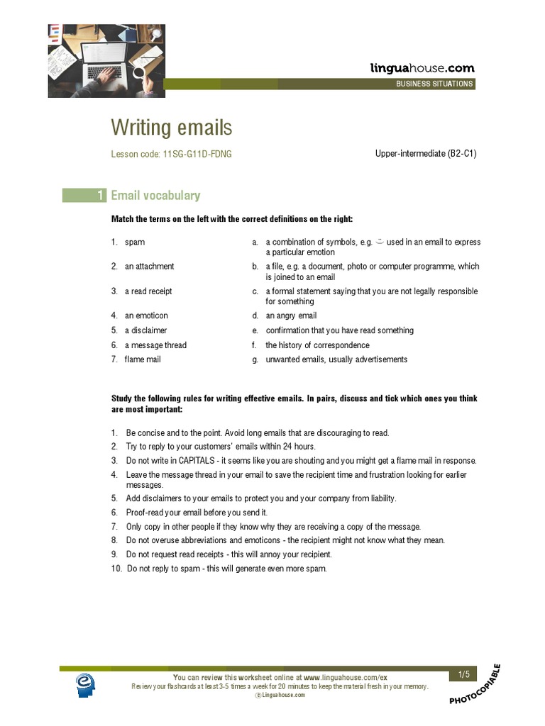 Writing Emails (Upper Int) | PDF | Spamming | English Language