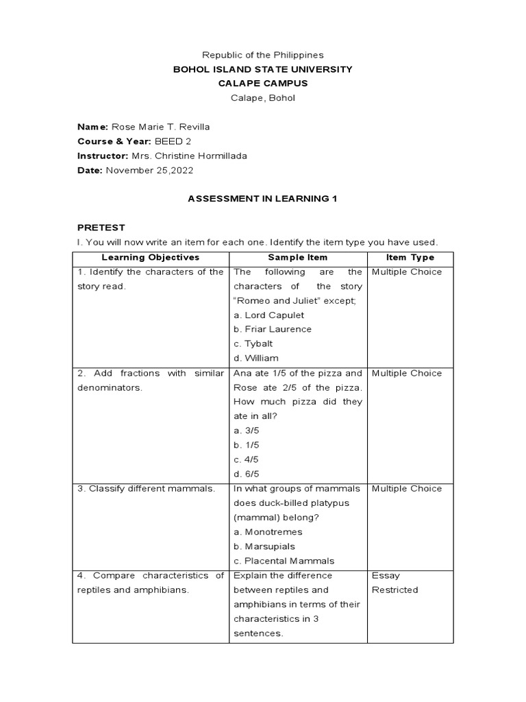 Assessment Item Types and Examples | PDF | Flowers | Moon