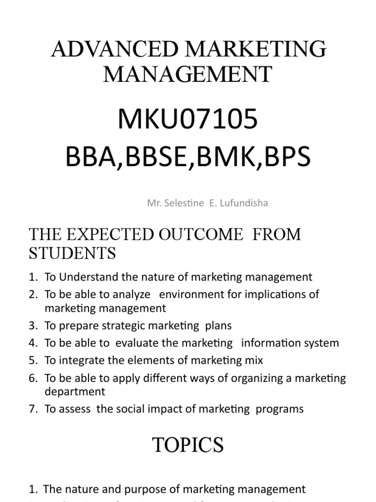 Mkata Advanced Marketing Management 1 | PDF | Marketing | Market Segmentation