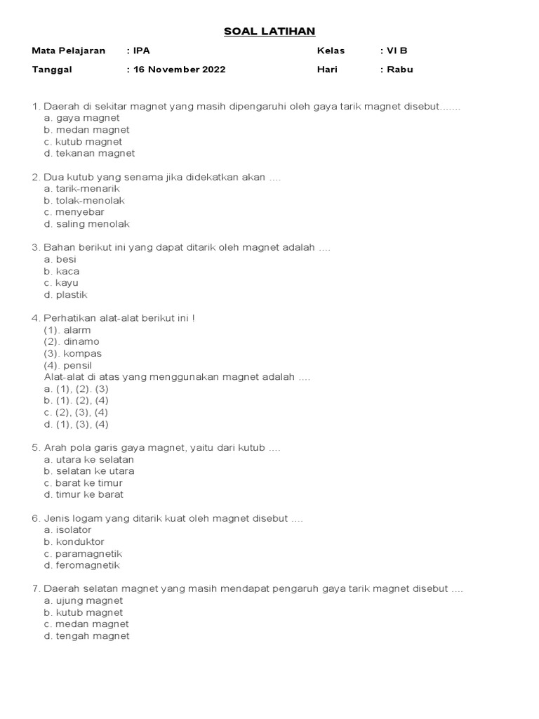 Soal Latihan Ipa Tema 5 | PDF