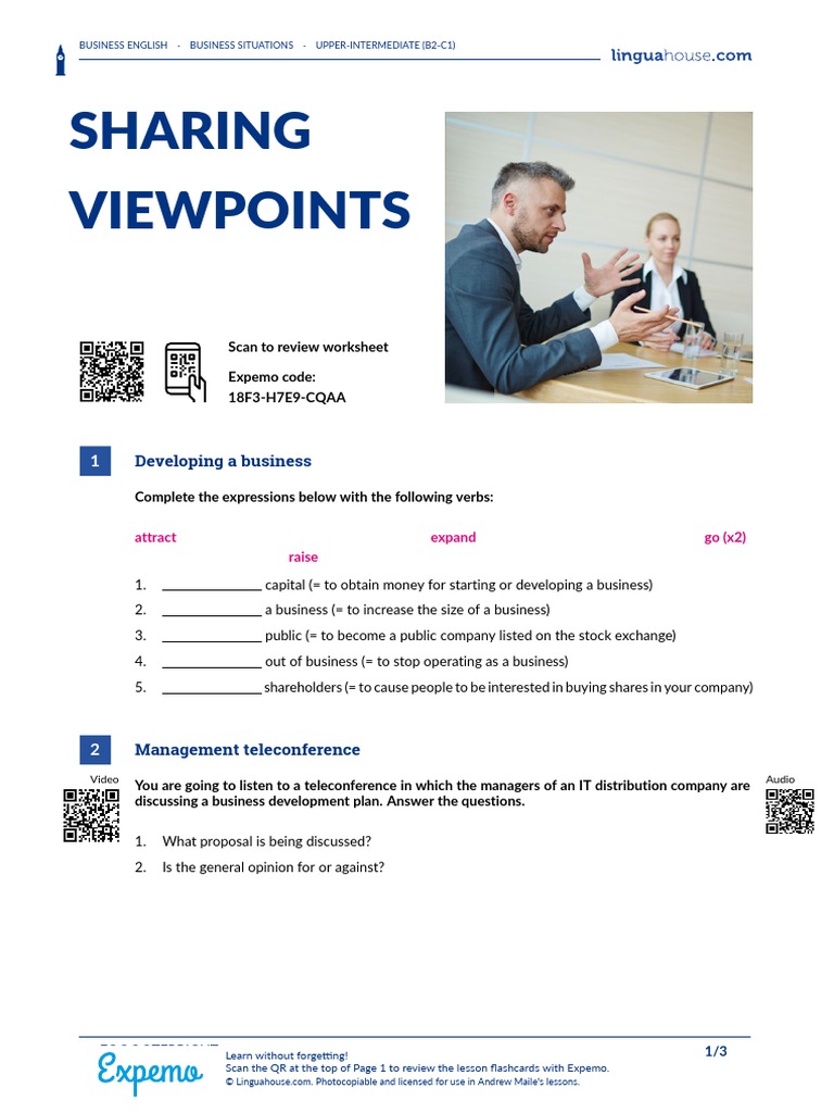 Sharing Viewpoints - Worksheet | PDF