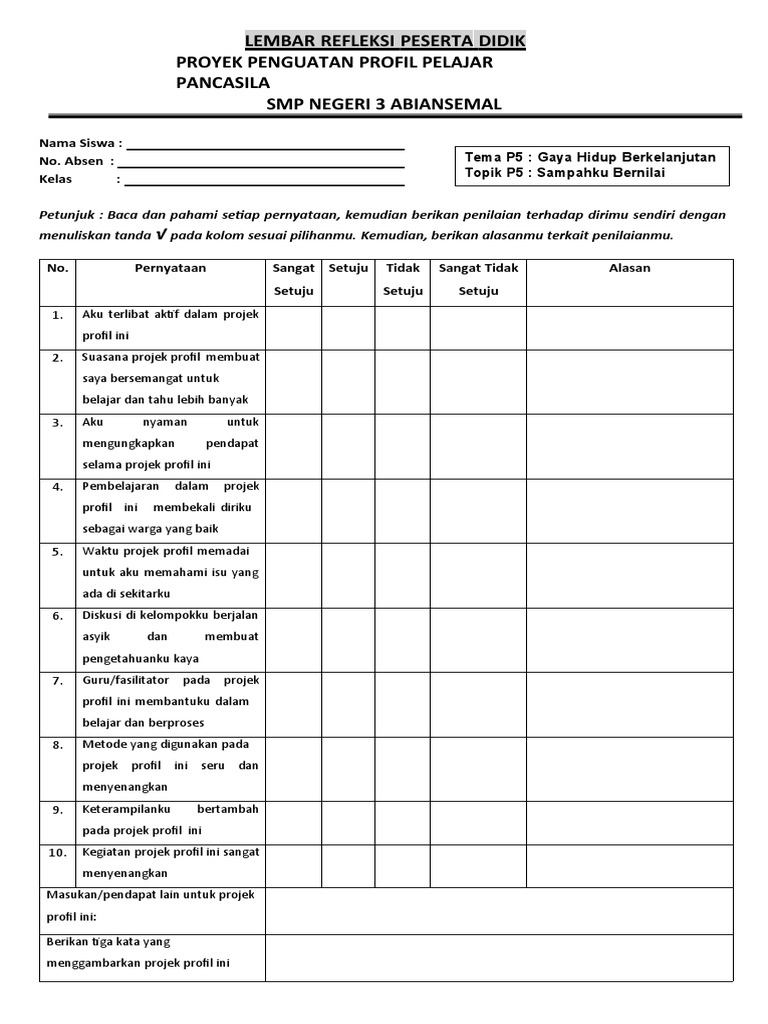 LEMBAR REFLEKSI.f4 | PDF | Karier & Perkembangan | Pengembangan Diri