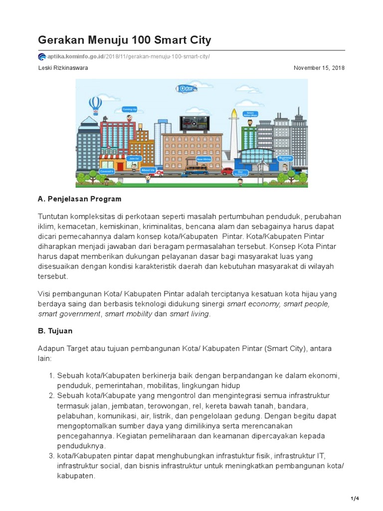 Aptika - Kominfo.go - Id-Gerakan Menuju 100 Smart City | PDF