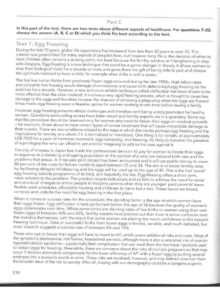 OET Reading Part C Test 1 Cambridge Book | PDF