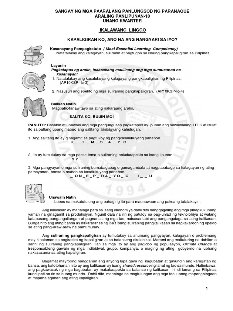 AP Grade10 Quarter1 Module Week2 | PDF
