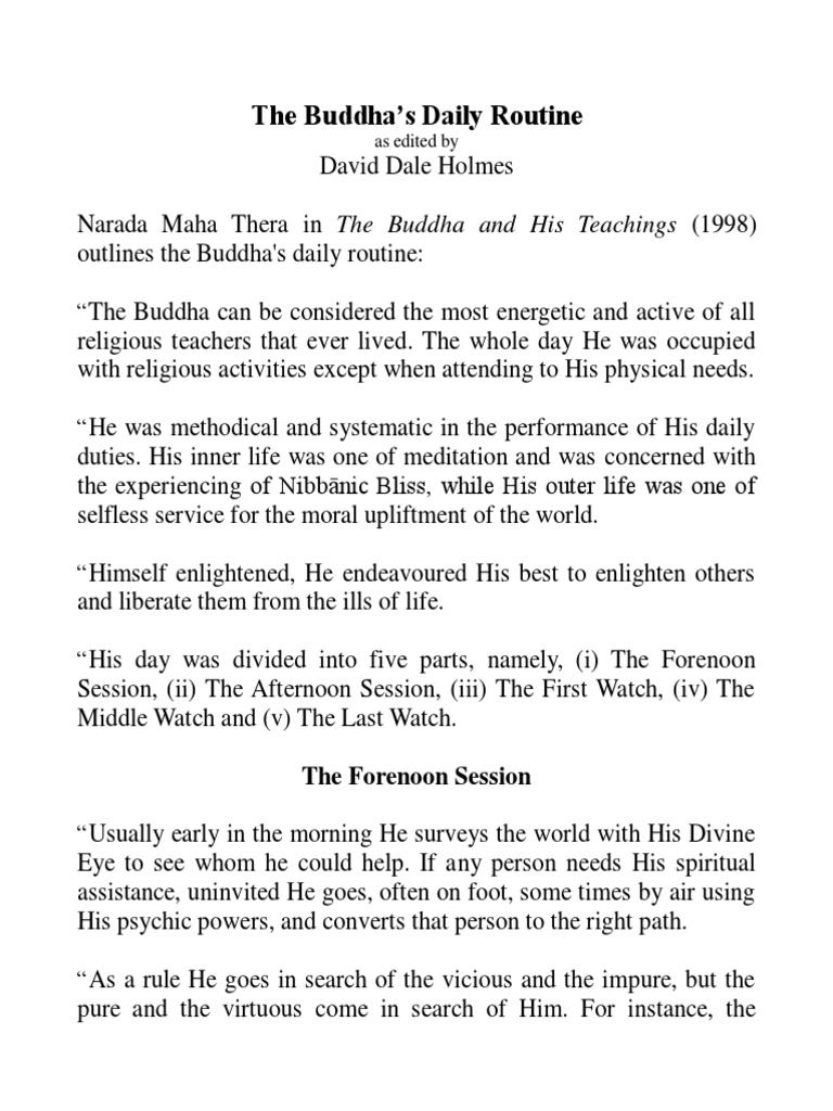 The Buddhas Daily Routine | PDF | Gautama Buddha | Dharma
