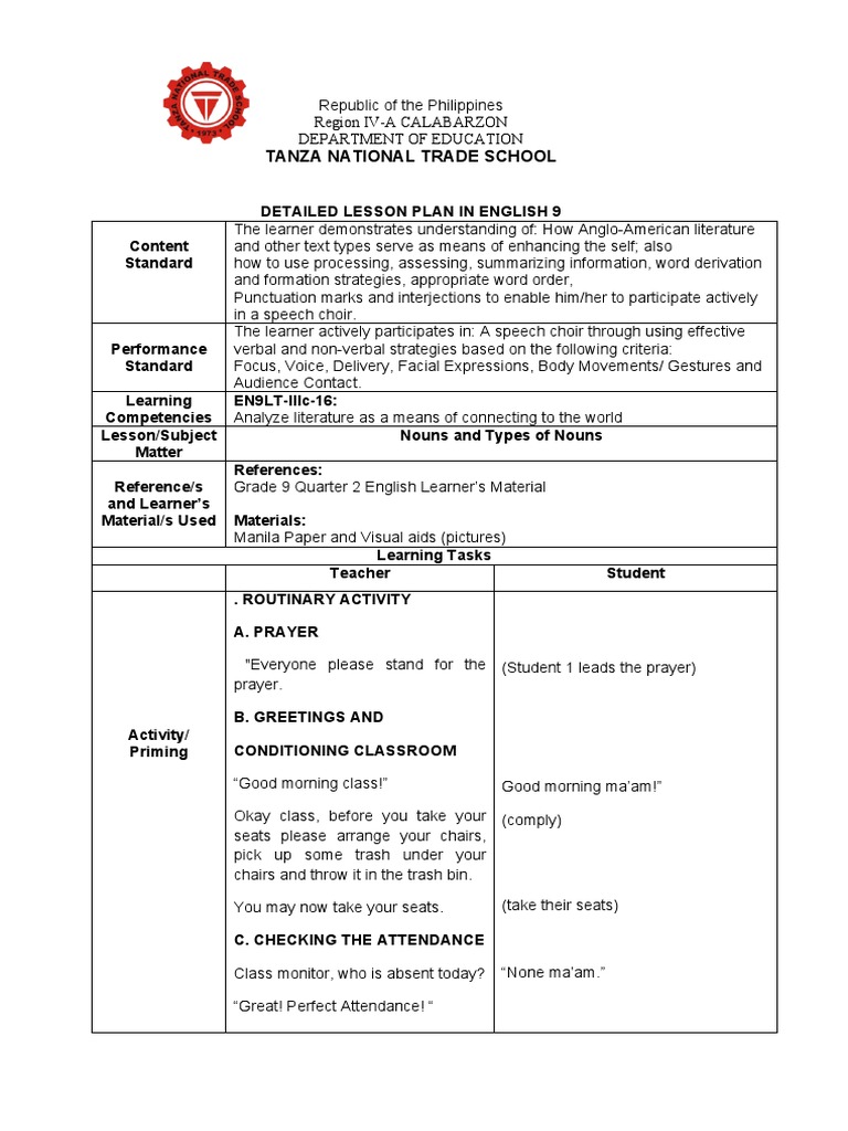 Day 2 LESSON PLAN (NOUNS) | PDF