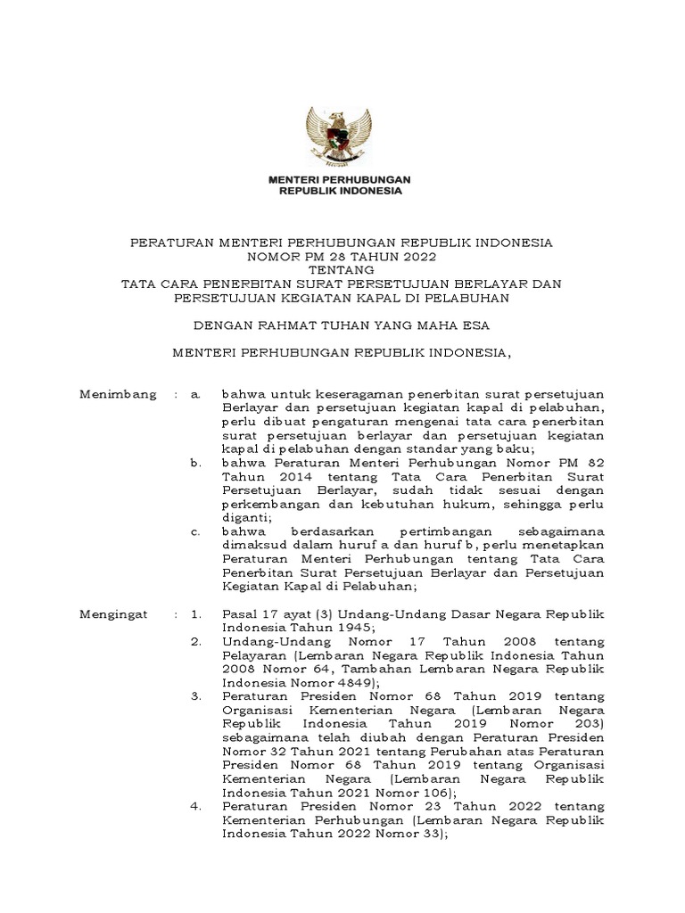 Permenhub-Pm-28-2022 Tentang SPB | PDF | Bisnis | Teknologi & Rekayasa