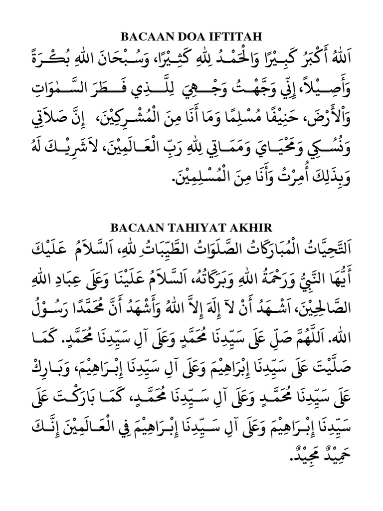 Bacaan Doa Iftitah Pdf