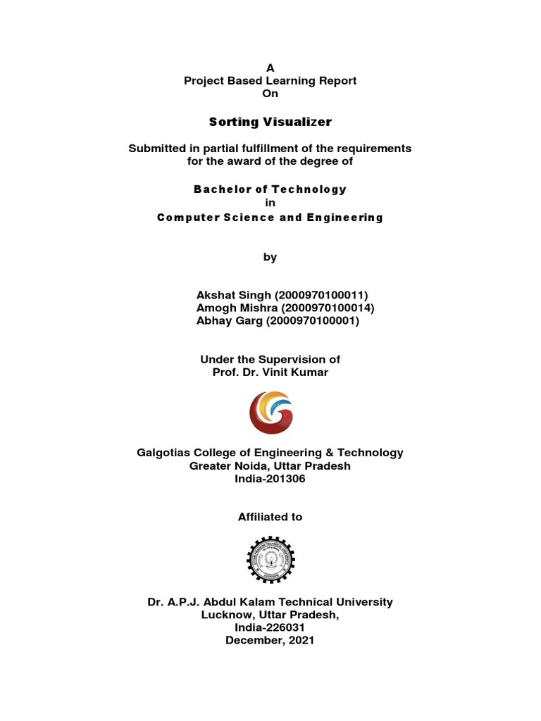 Report DAA Project (Sorting Visualizer) | PDF | Html | Java Script