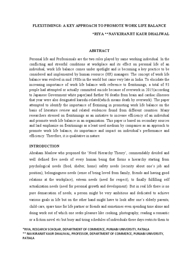 Flexitime Key to Work Life Balance | PDF