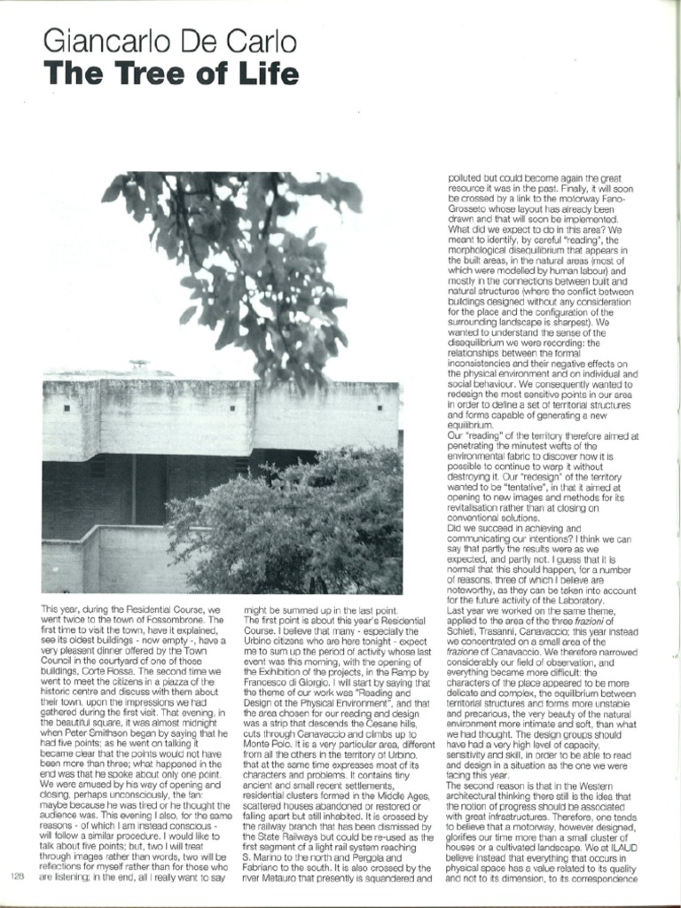 Giancarlo de Carlo - The Tree of Life | PDF