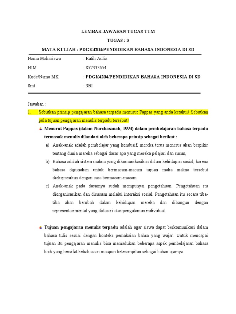 TTM3 Bahasa Indonesia | PDF