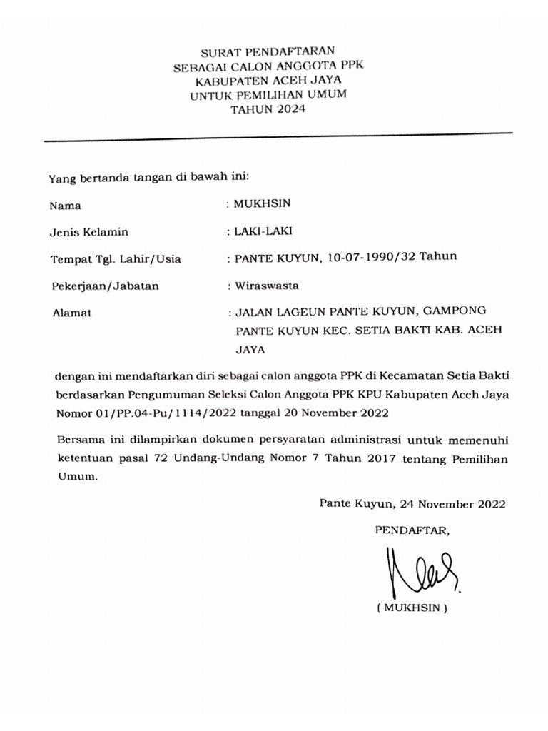 Surat Pendaftaran | PDF