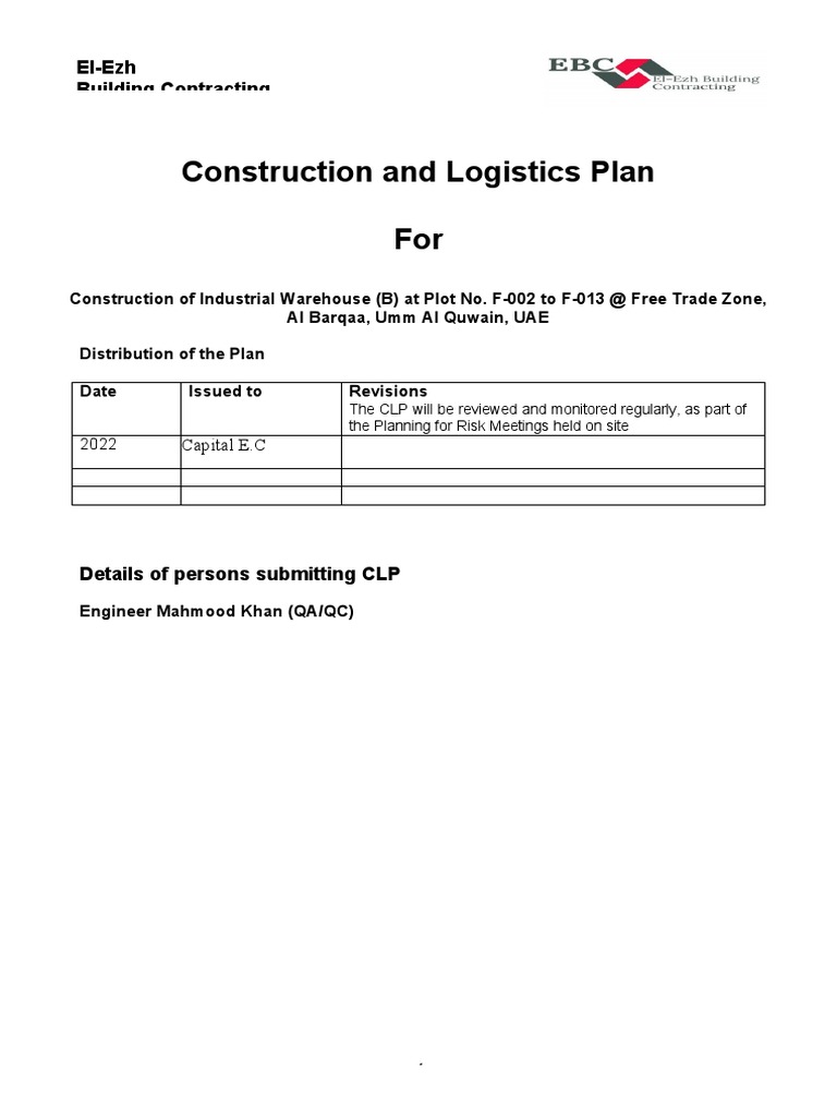 Construction and Logistics Plan | PDF | Traffic | Risk