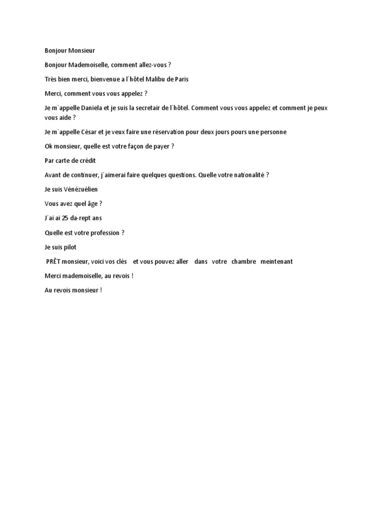 Dialogue Francais | PDF