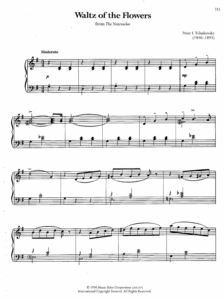 Waltz of The Flowers, Tchaikovsky, Easy Piano Classics | PDF