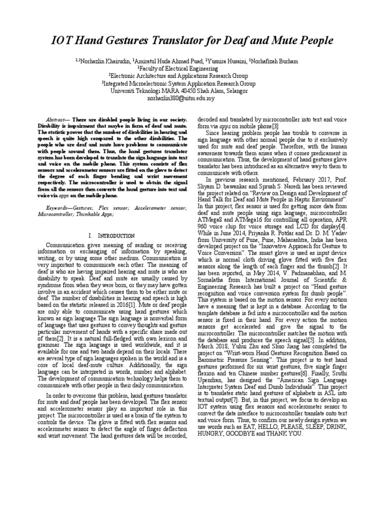 TSSA-IOT Hand Gesture Translator FINAL | PDF | Accelerometer | Sign ...