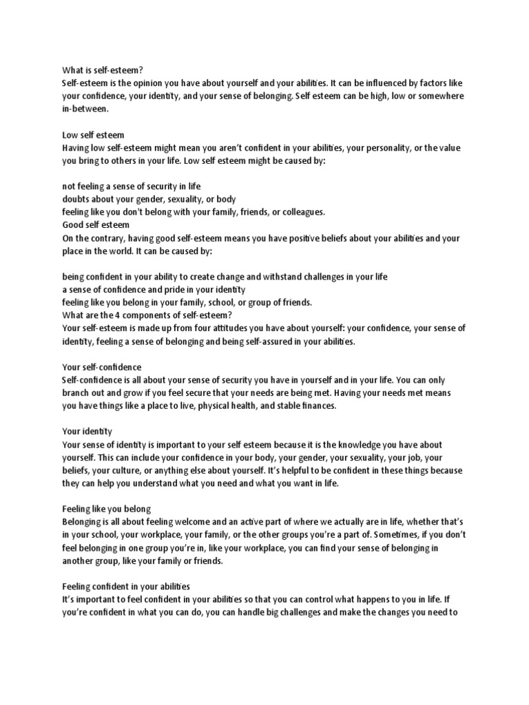 Self Esteem | PDF | Self Esteem | Reference