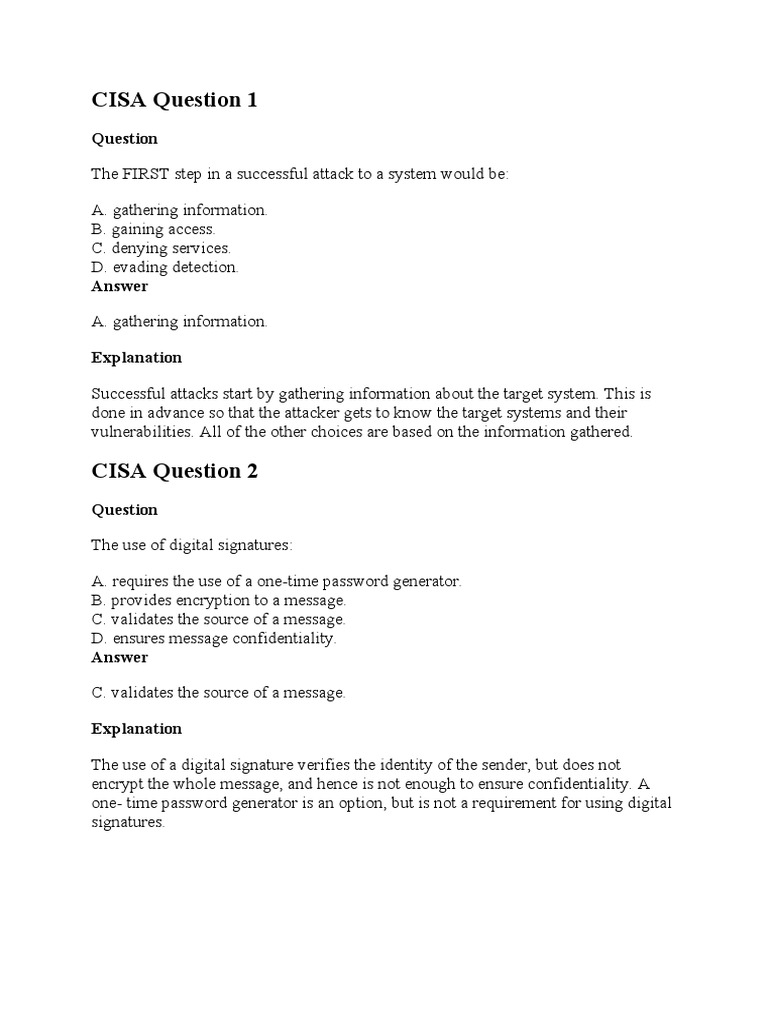 CISA Question | PDF