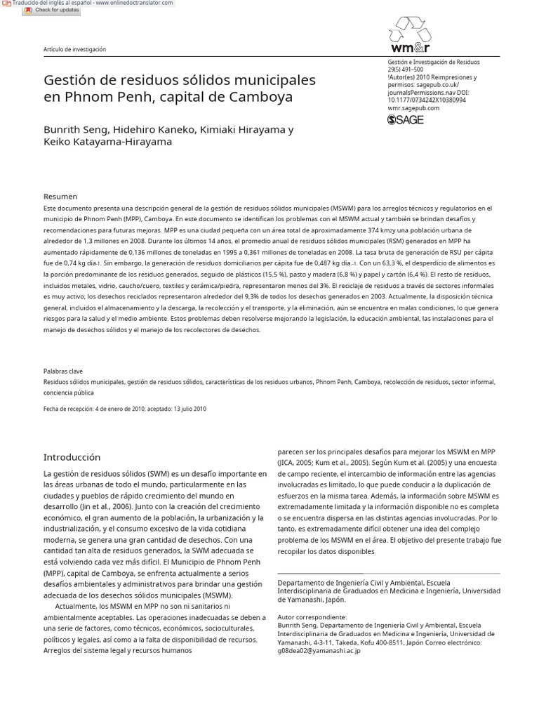 Municipal Solid Waste Management in Phomn Penh-Capital of Cambodia (1 ...