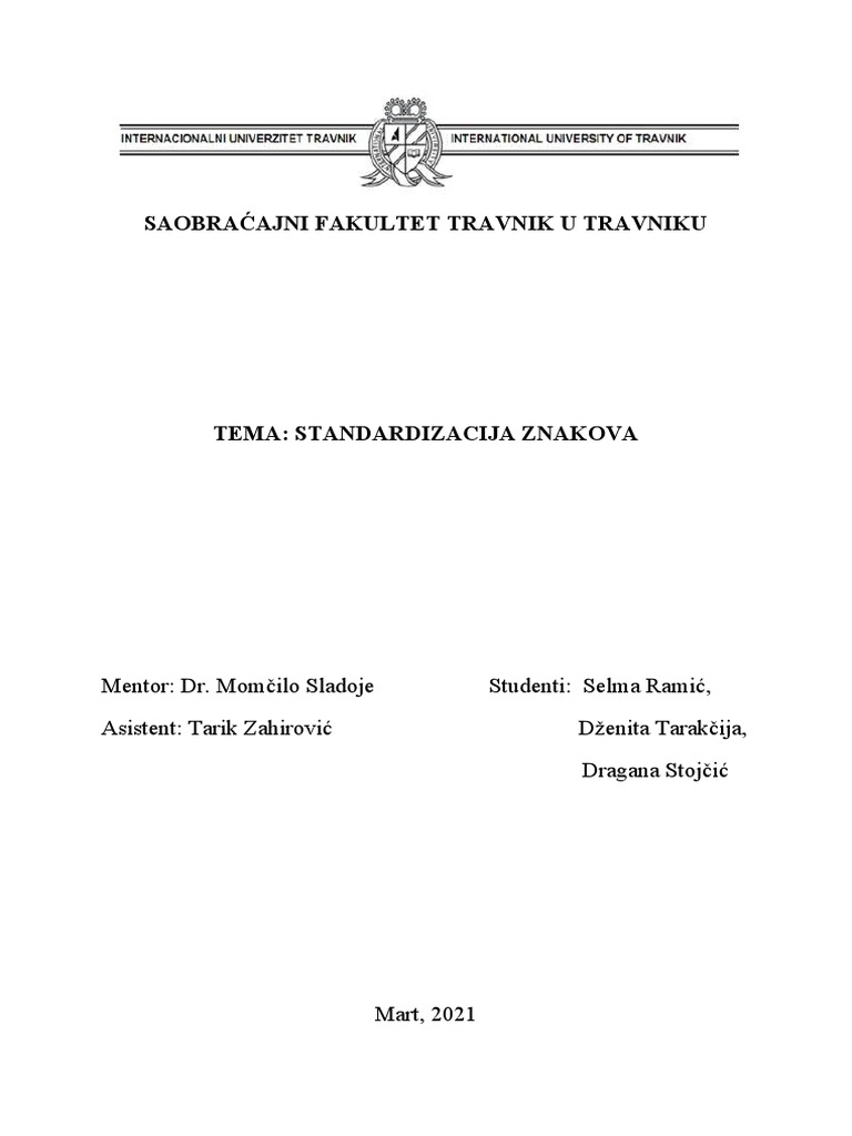 Standardizacija Znakova 1 | PDF