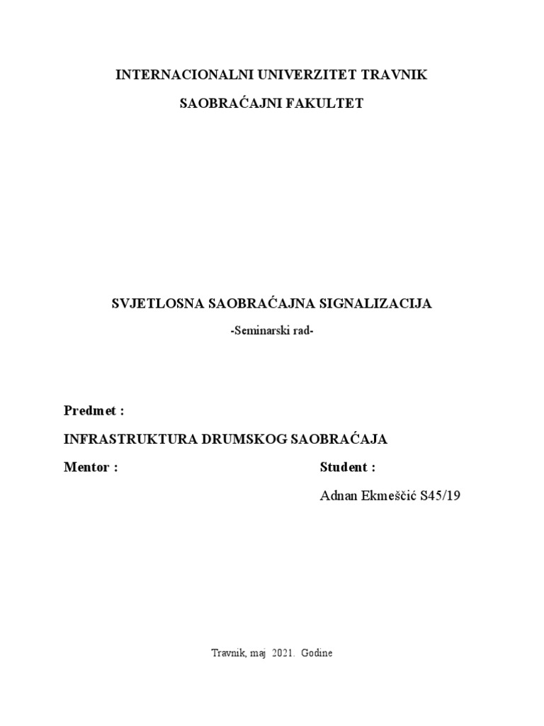 Svjetlosna Saobracajna Signalizacija | PDF