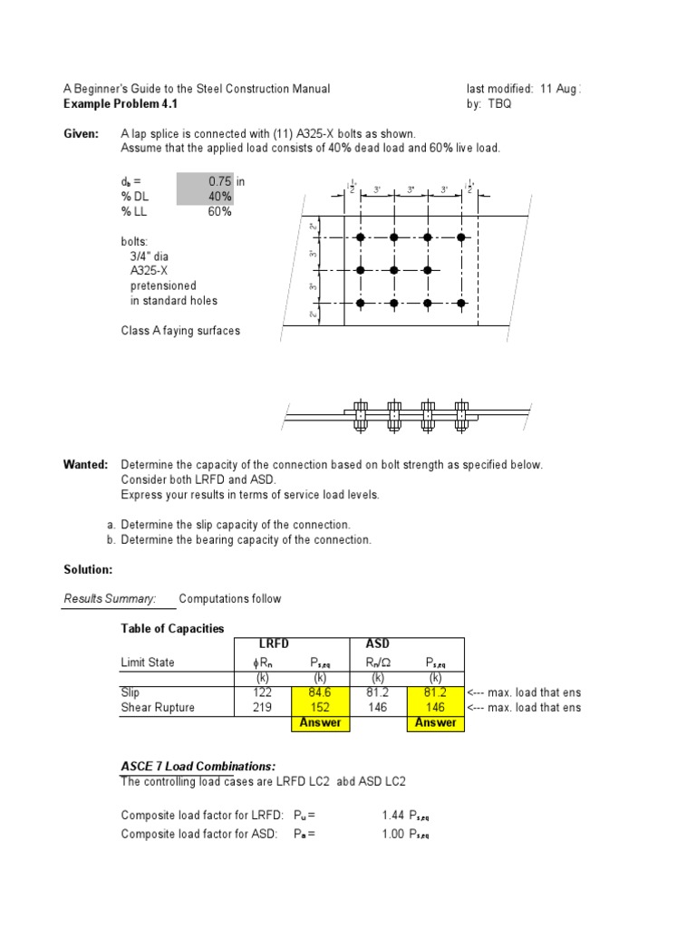 Eccentrically Loaded Bolt Group From BG | PDF