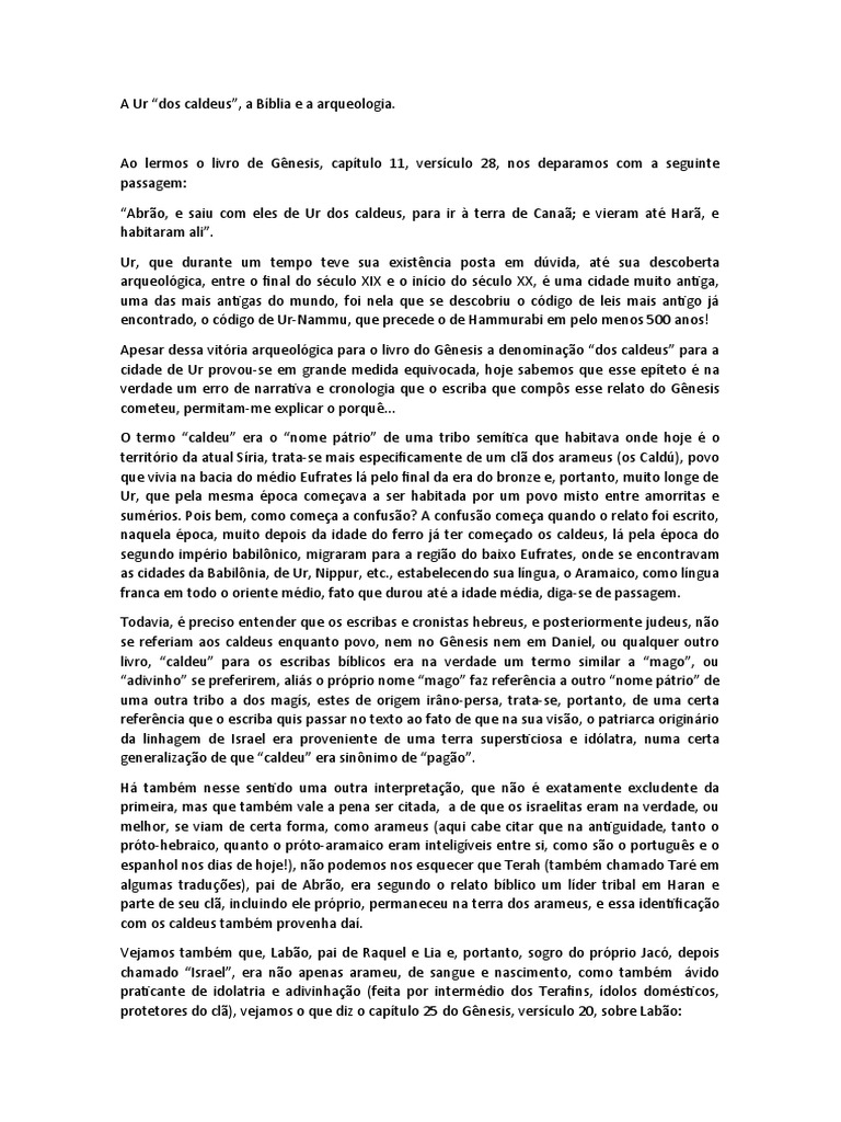 A Ur "Dos Caldeus", A Bíblia e A Arqueologia. | PDF | Ur | Gênesis (livro)