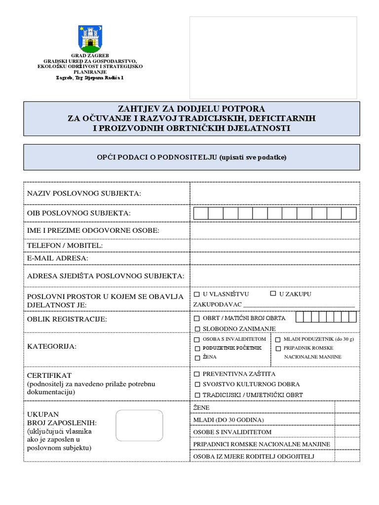 Zahtjev 2022 Novo | PDF