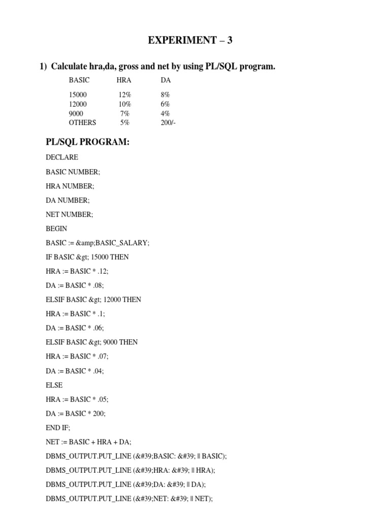 Experiment-3 DBMS | PDF | Pl/Sql | Data Management