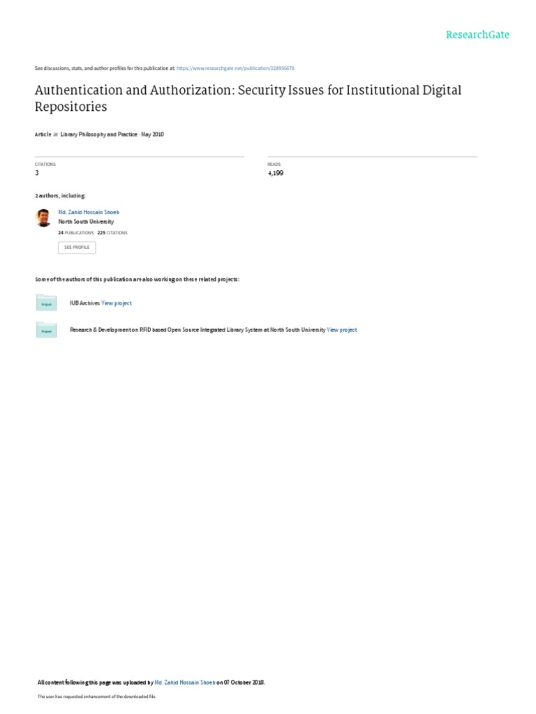 Authentication And Authorization Security Issues F Pdf