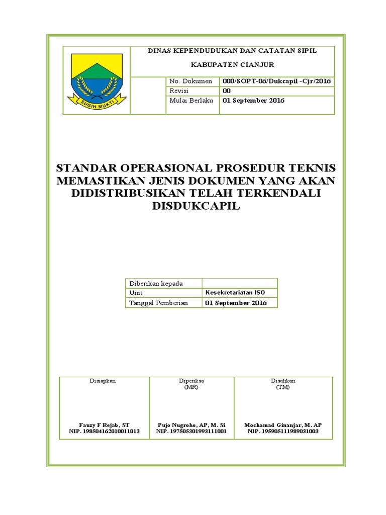 Sopt Dokumen Yang Akan Didistribusikan Telah Terkendali | PDF