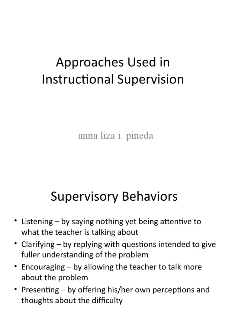 Approaches Used in Instructional Supervision | PDF | Teachers | Lesson Plan