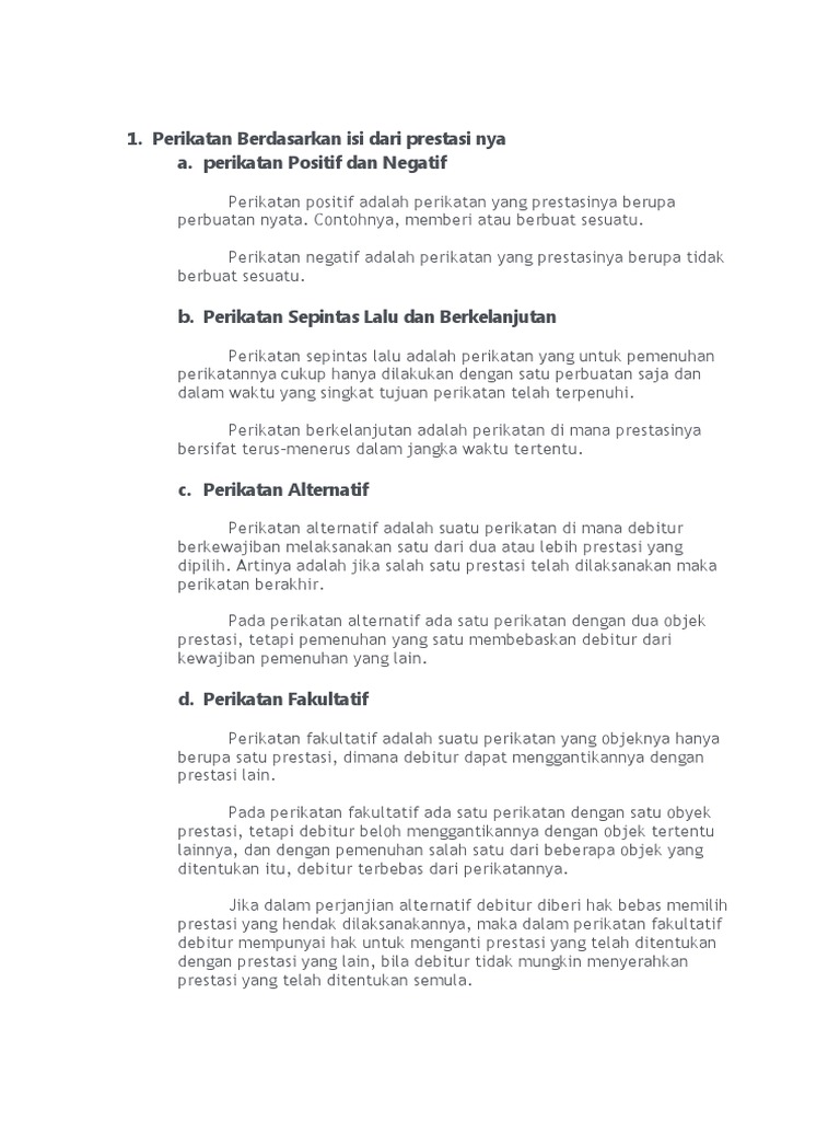 Jenis-Jenis Perikatan dalam Hukum | PDF | Pengelolaan Keuangan & Uang ...