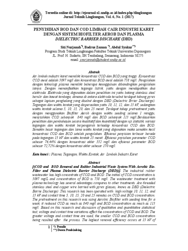 ID Penyisihan Bod Dan Cod Limbah Cair Indus | PDF