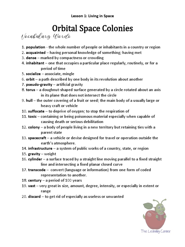 Unit 2 - Lesson 1 Orbital Space Colony | PDF