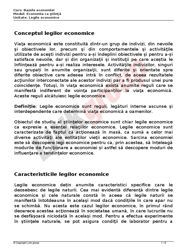 Legile Economice | PDF