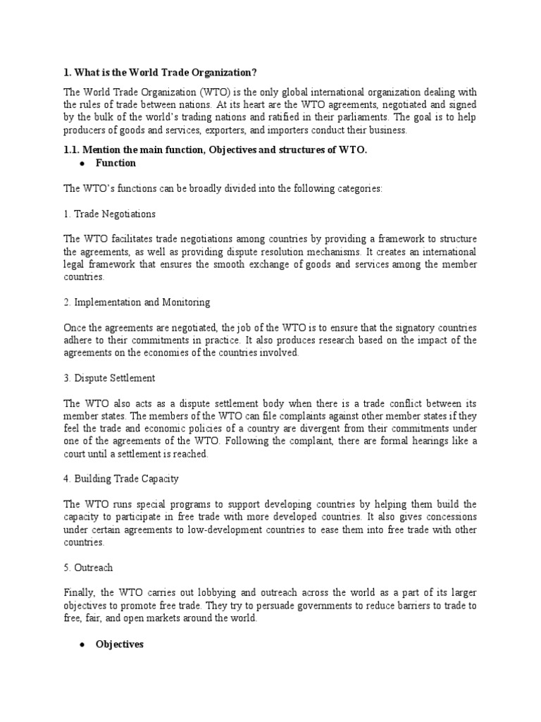 Understanding the Role and Functions of the World Trade Organization ...