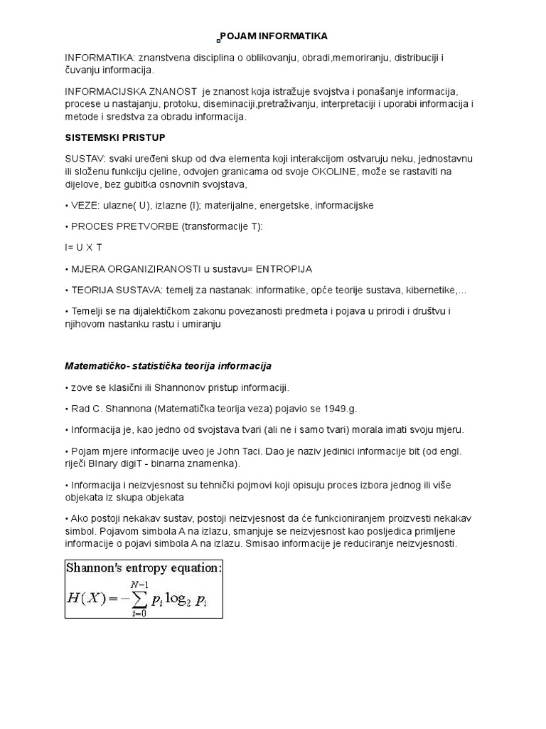 Informatika Skripta 1 | PDF