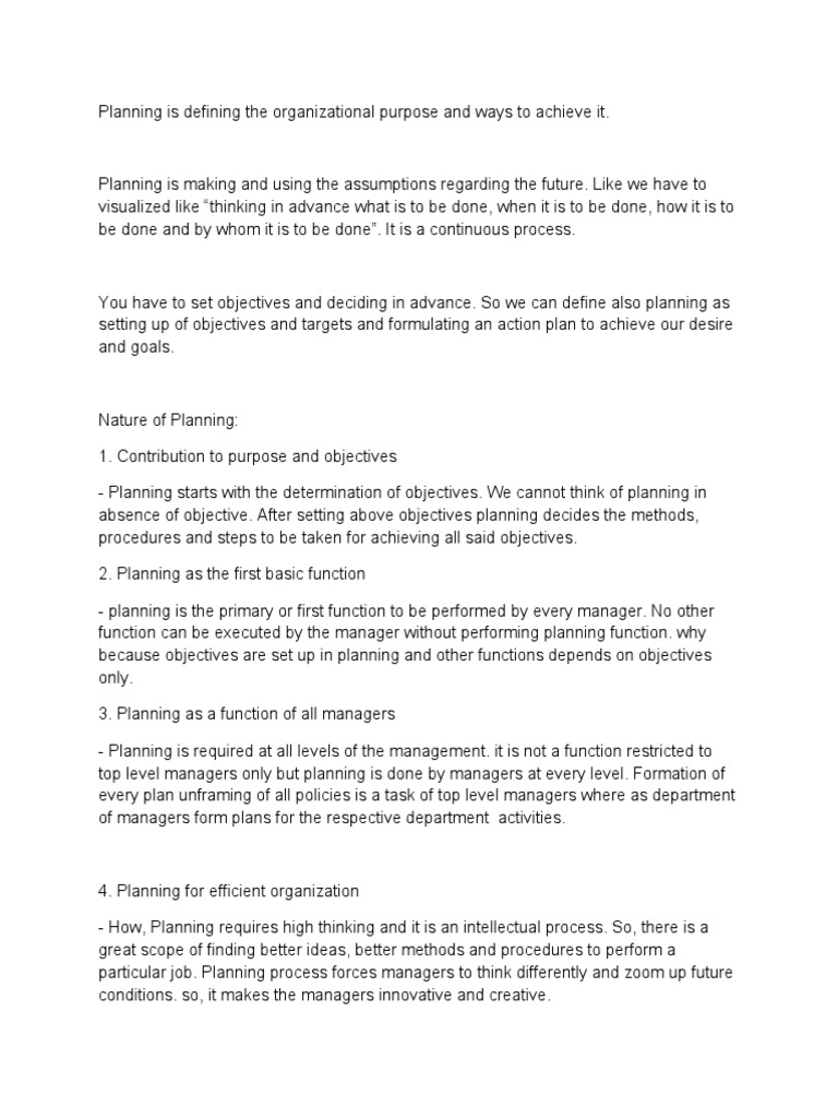 Planning Explanation INTROMANECO | PDF